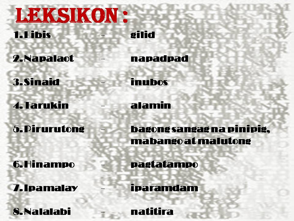 Anak ng Tundun : Leksikon ng Ibong Adarna :)