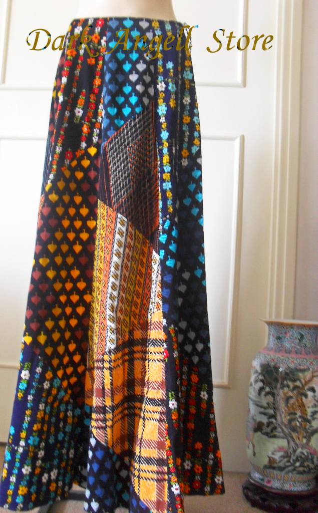 Angell Vintage: Saia Vintage Original Patchwork Veludo Cotele Estampado ...