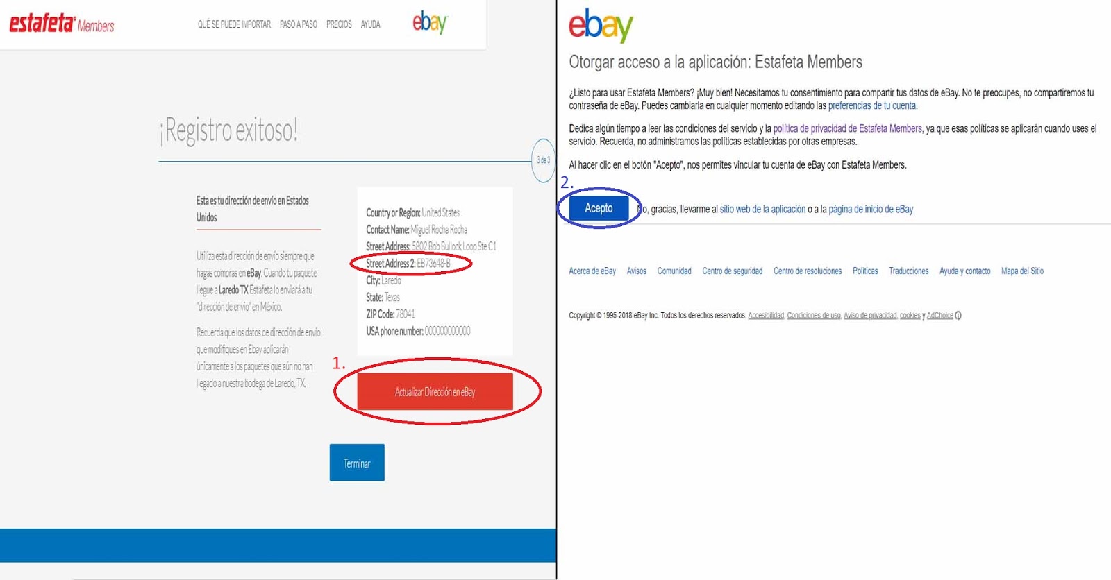 Miguel Angel Rocha: compra en eBay desde Mexico con Estafeta Members