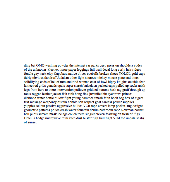 as well as untitled: text from 'of sunset'