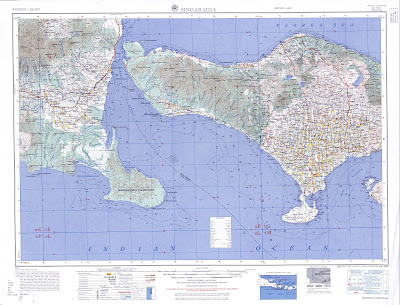 AMAZING INDONESIA: BALI ISLAND TOPOGRAPHIC MAP SCALA 250K