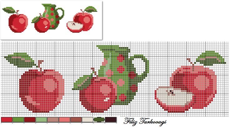 Χειροτεχνήματα: σχέδια με μήλα για κέντημα / apple cross stitch patterns