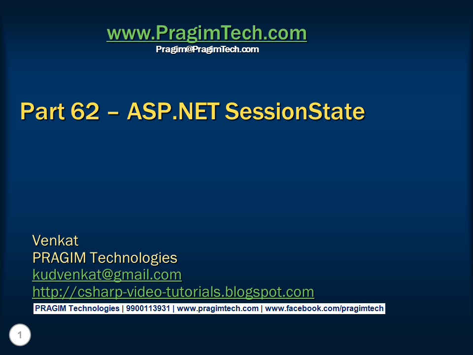 Sql server, .net and c# video tutorial: Part 62 – ASP.NET SessionState