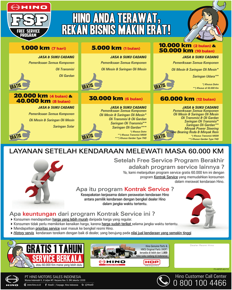 FREE SERVICE PROGRAM >> HINO BEKASI 081210316052