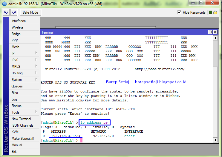 Lisensi di MikroTik dengan Gns3 & Winbox ~ Barep Setiaji