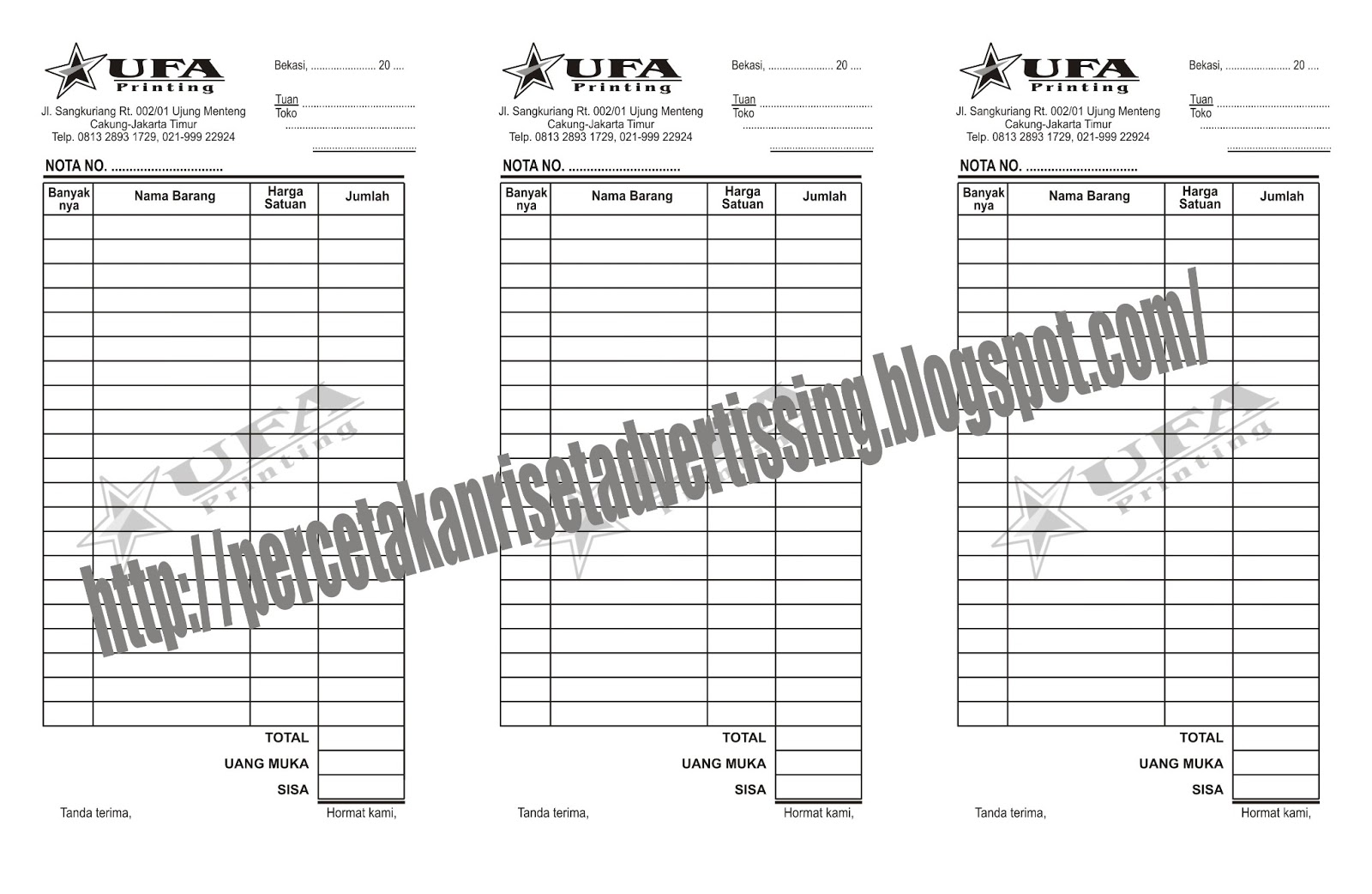 NOTA | PERCETAKAN MURAH DAN CEPAT DI BEKASI I 0895-4061-75151