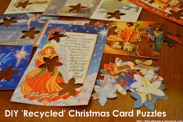 ThriceTheSpice: DIY 'Recycled' Christmas Card Puzzles