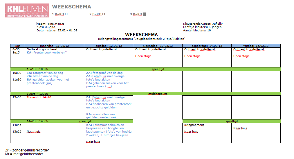 Audiovisuele kleuters: Schema van de week