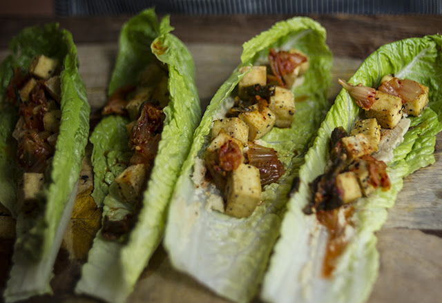 Romaine Boats with Crispy Tofu