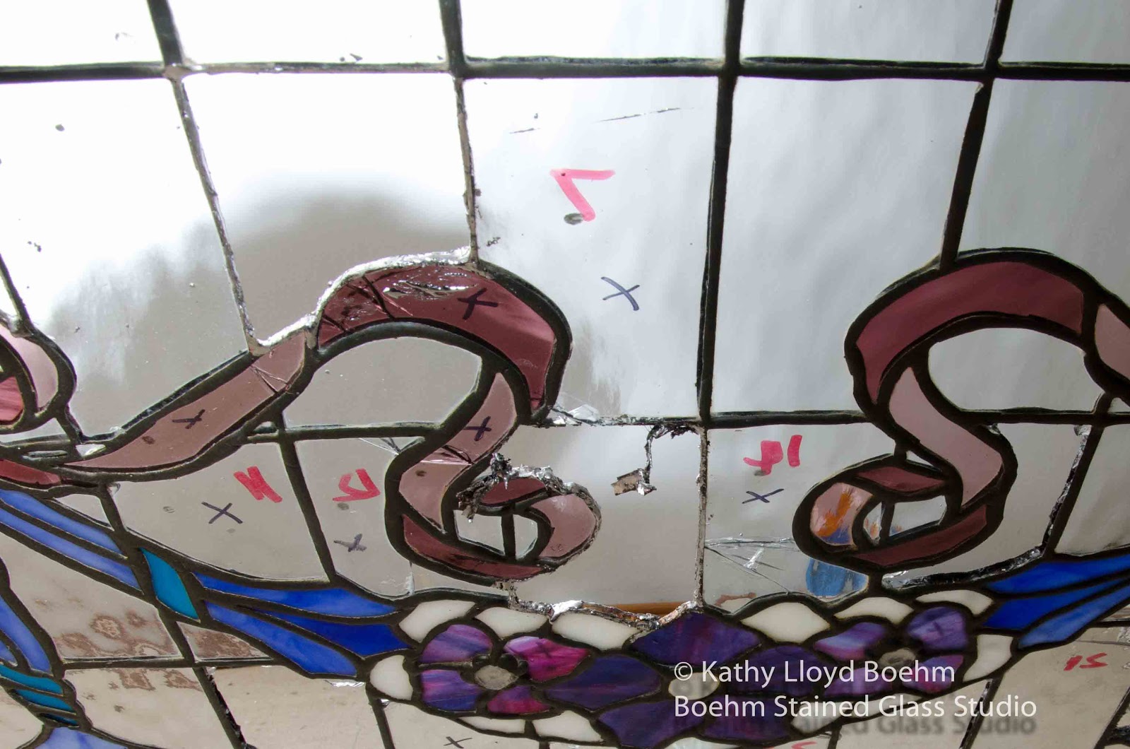 Boehm Stained Glass Blog: Waterglass Ribbon Window Repair