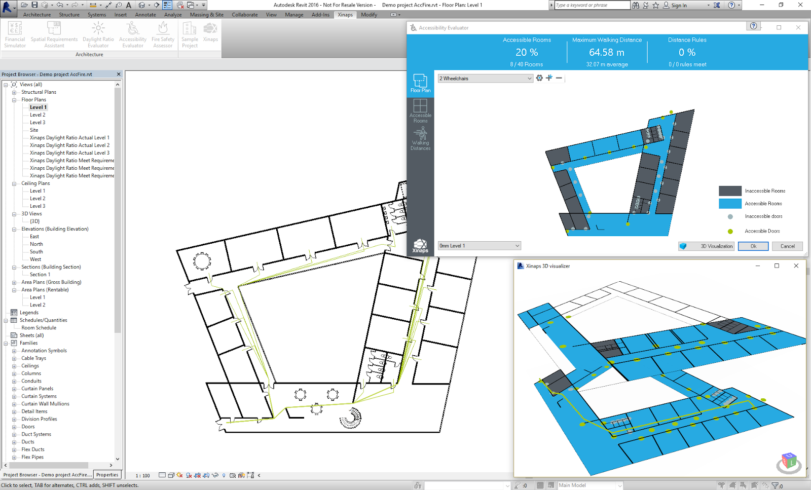 Revit Add-Ons: Xinaps Accessibility Evaluator – Sneak Peek at RTC 2016 EUR