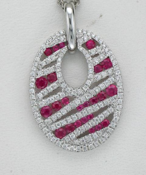 Chimera Design: Natural ruby and diamond pendant in white gold. Allison ...