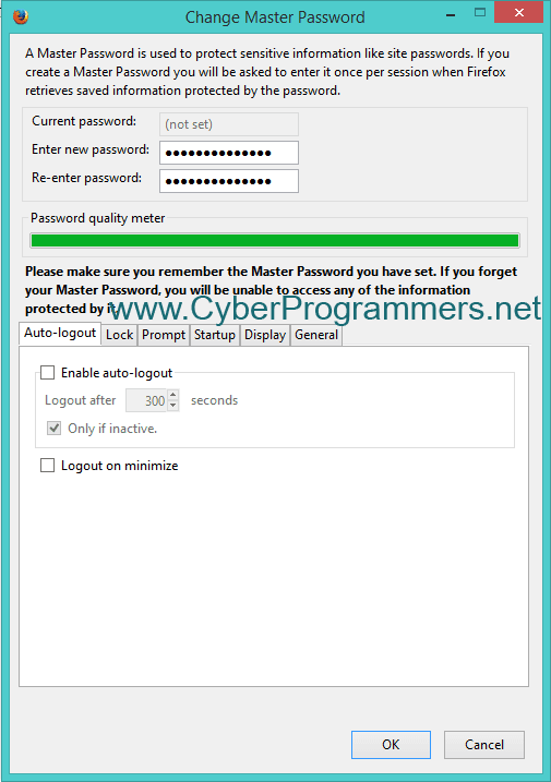 Add A Password Protection To Mozilla Firefox Cyber Programmers Learn Programming 0371