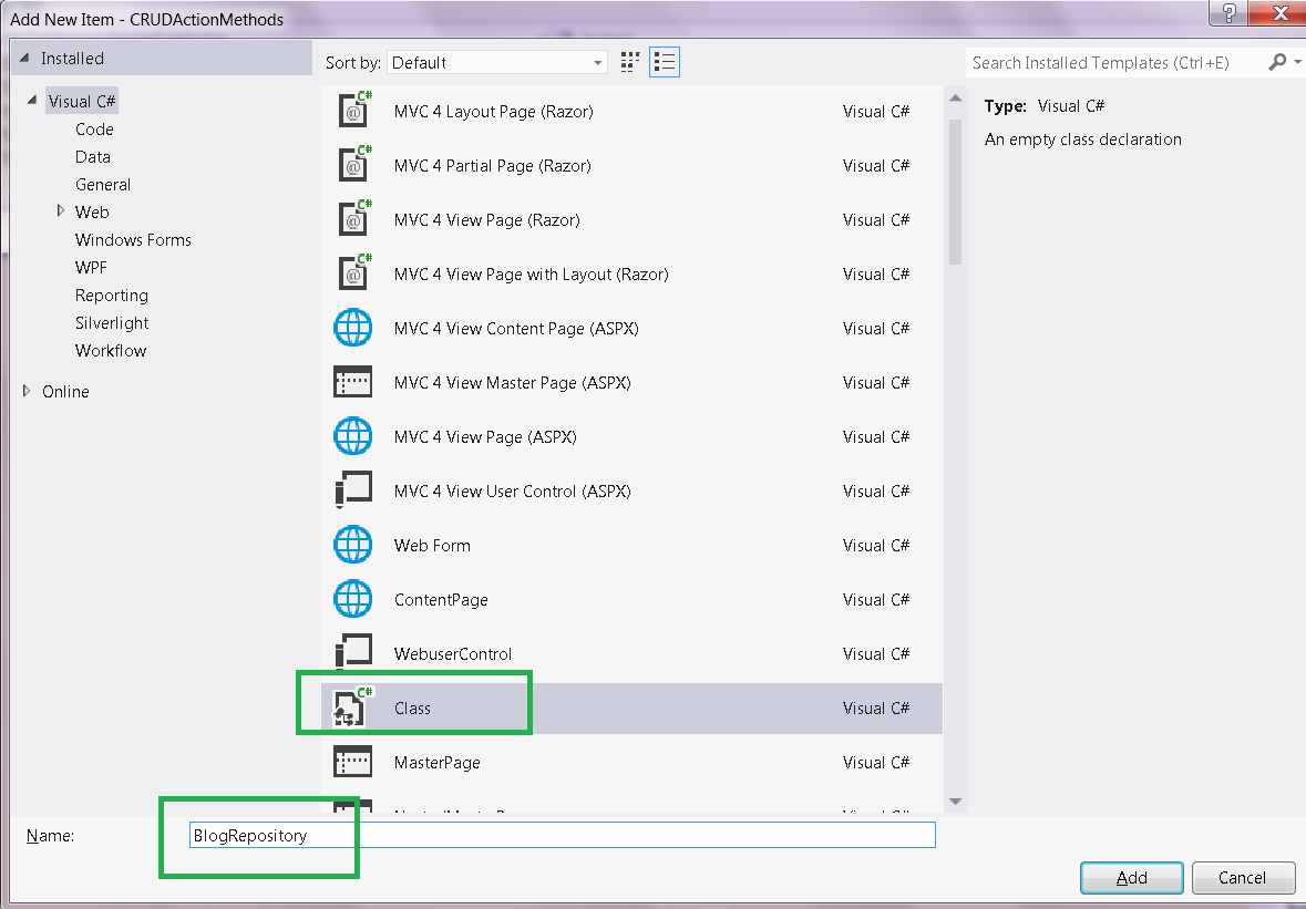 The ASP.NET MVC Club: Step By Step How to create an Action Method to Create a New Item