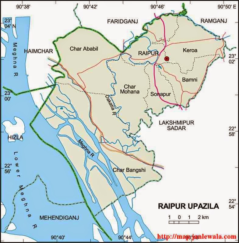 Raipur Upazila Map, Lakshmipur District, Bangladesh