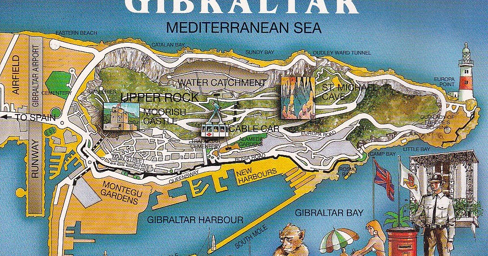 Postcard A La Carte: Gibraltar - Map