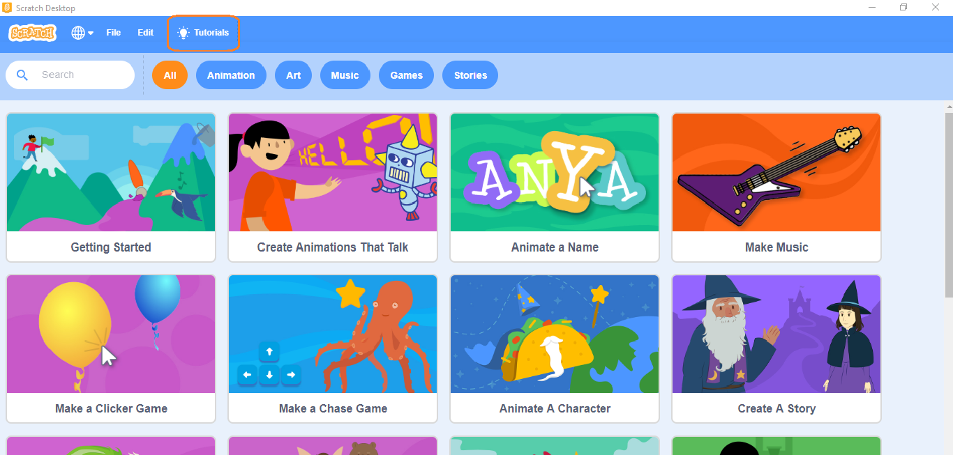 Penjelasan Tab Bar (bagian atas) pada Scratch | Void Code