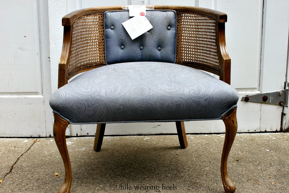 While Wearing Heels: The Big Reveal - Goodwill Chair