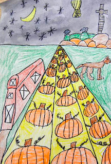 The Modern Art Smock: One-Point Perspective Barn and Pumpkin Patches