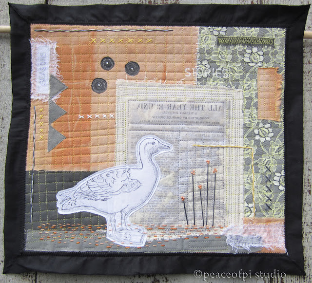 peaceofpi studio: Goose Mixed Media Art Quilt