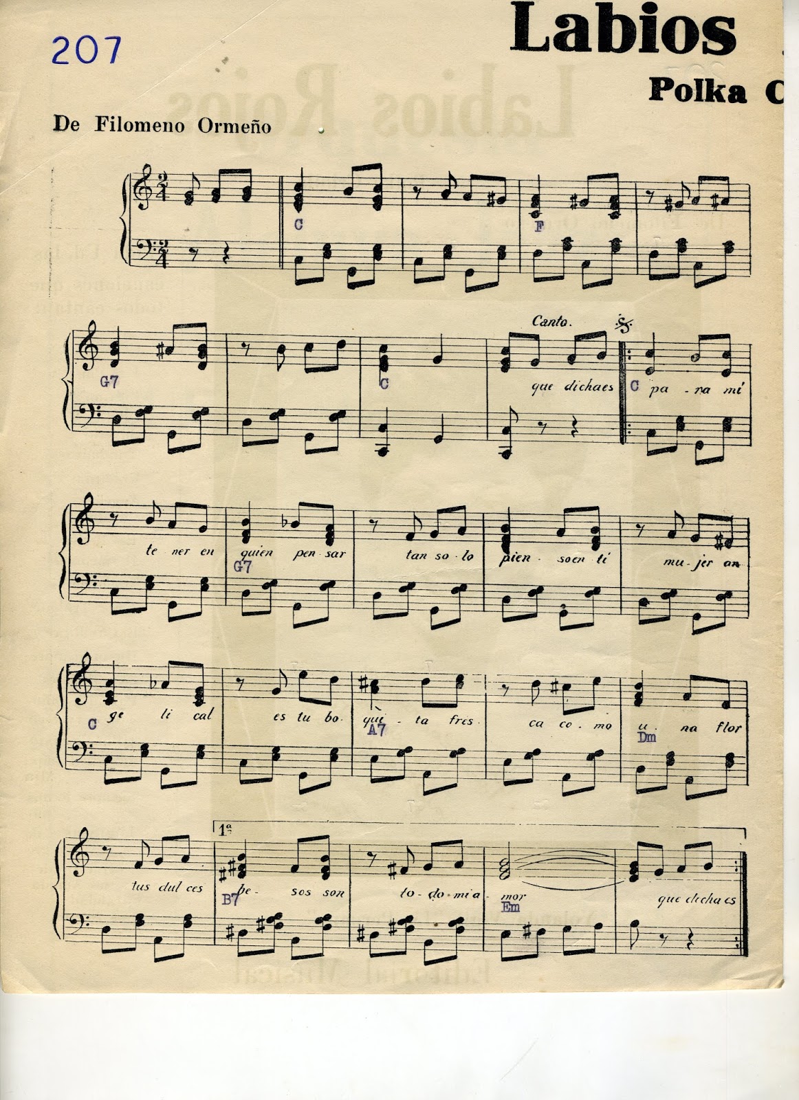 Musica,Cine & Gastronomia del Peru.: PARTITURA. PIANO. LABIOS ROJOS ...