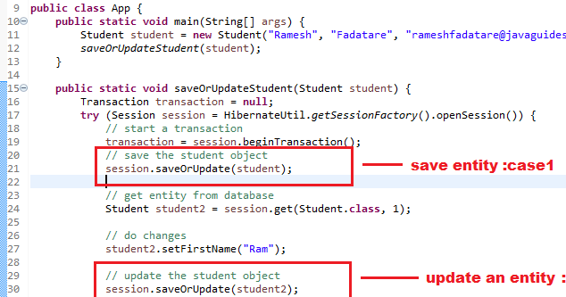 Hibernate 5 - saveOrUpdate() Method Example