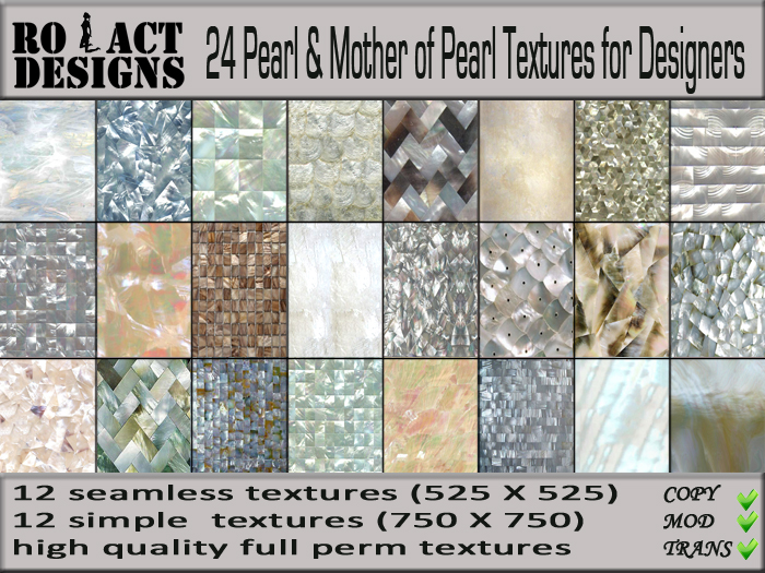 Ro!Act Designs: ..::RO!ACT::..DESIGNS 24 Mother of Pearl Full Perm Textures for Designers