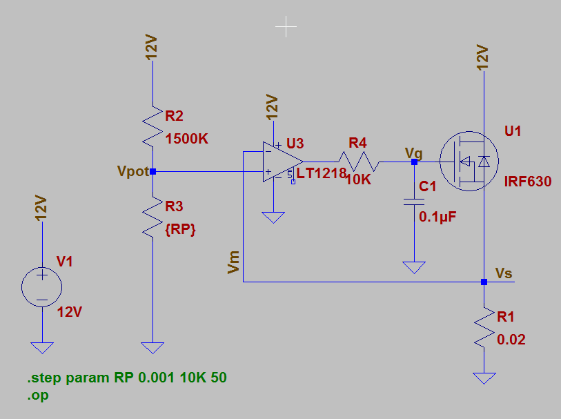 Control de corriente para IRF630