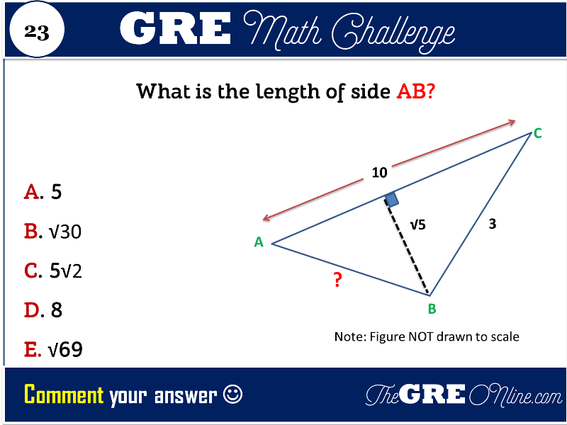Math Challenge #23: What is the length of side AB? - GRE Exam Materials