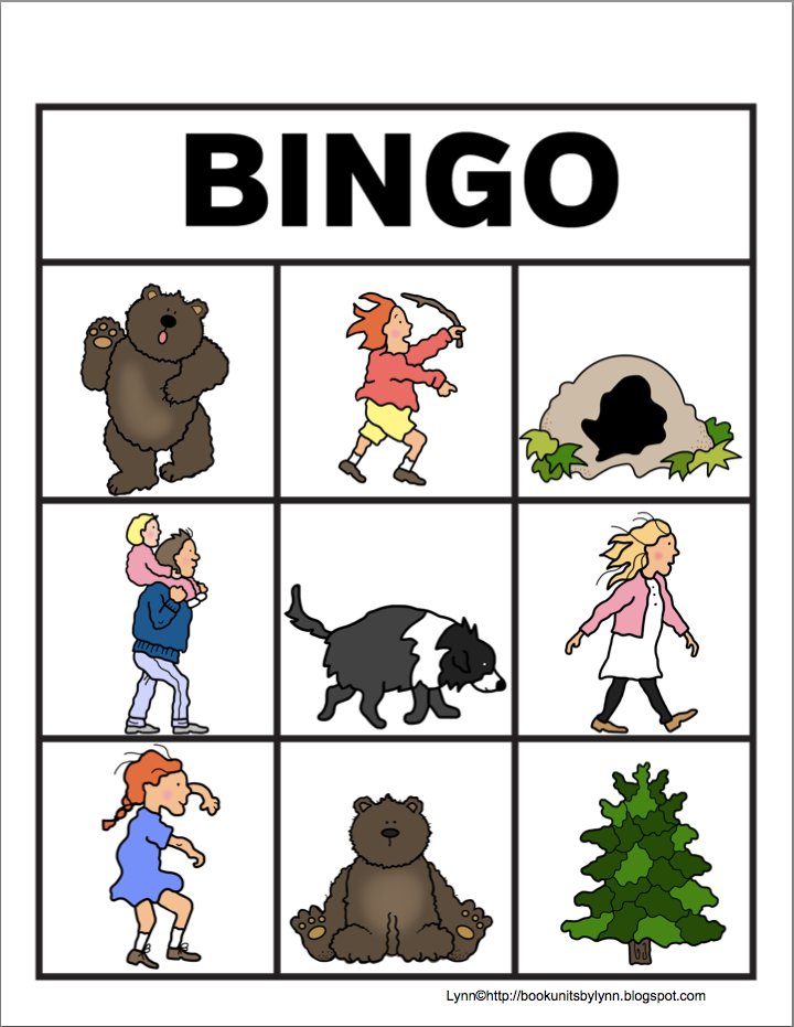 FREE BINGO SET WE'RE GOING ON A BEAR HUNT ~ Book Units by Lynn