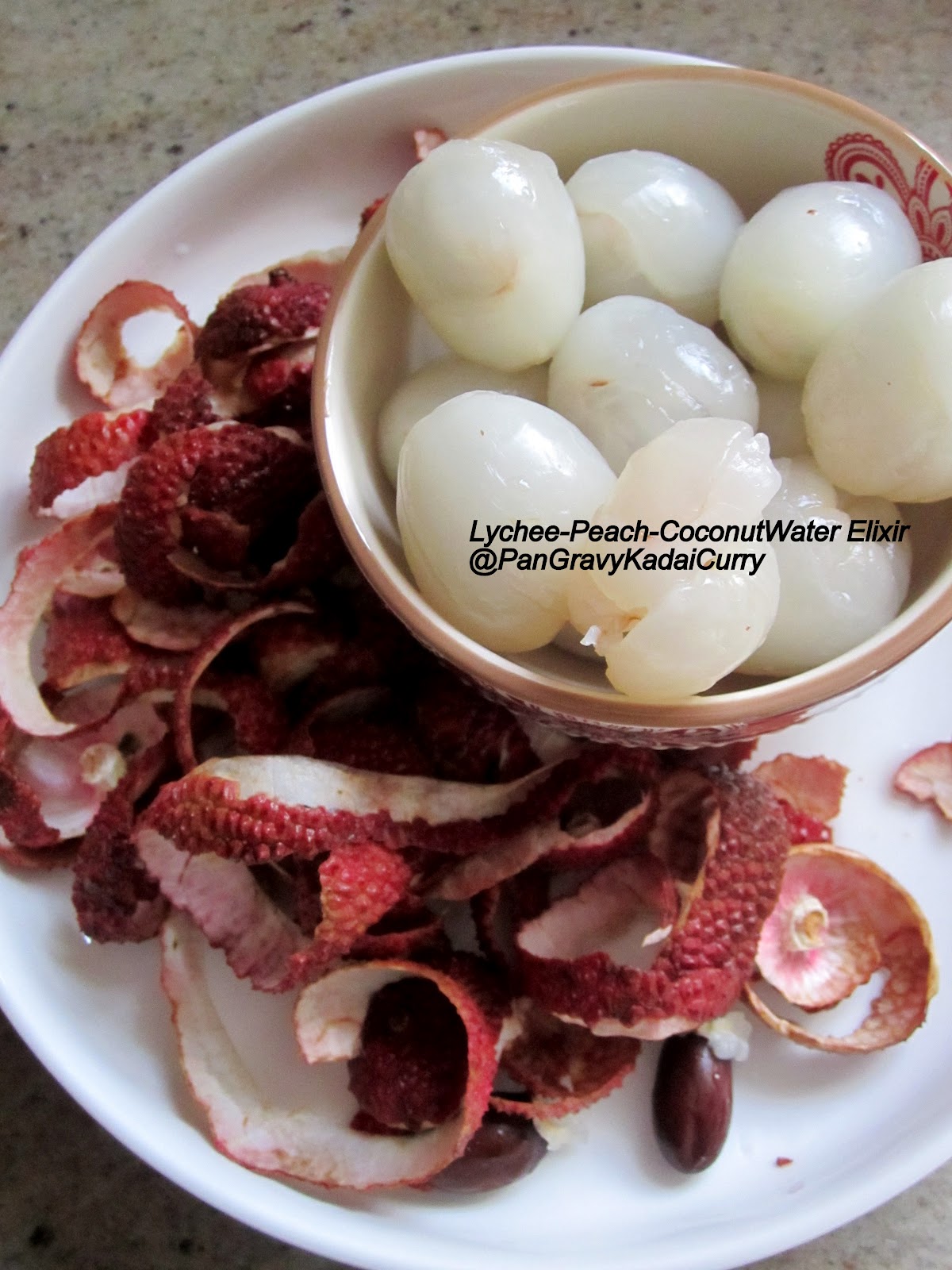 Pan Gravy Kadai Curry: Lychee, Peach and Coconut Water Elixir