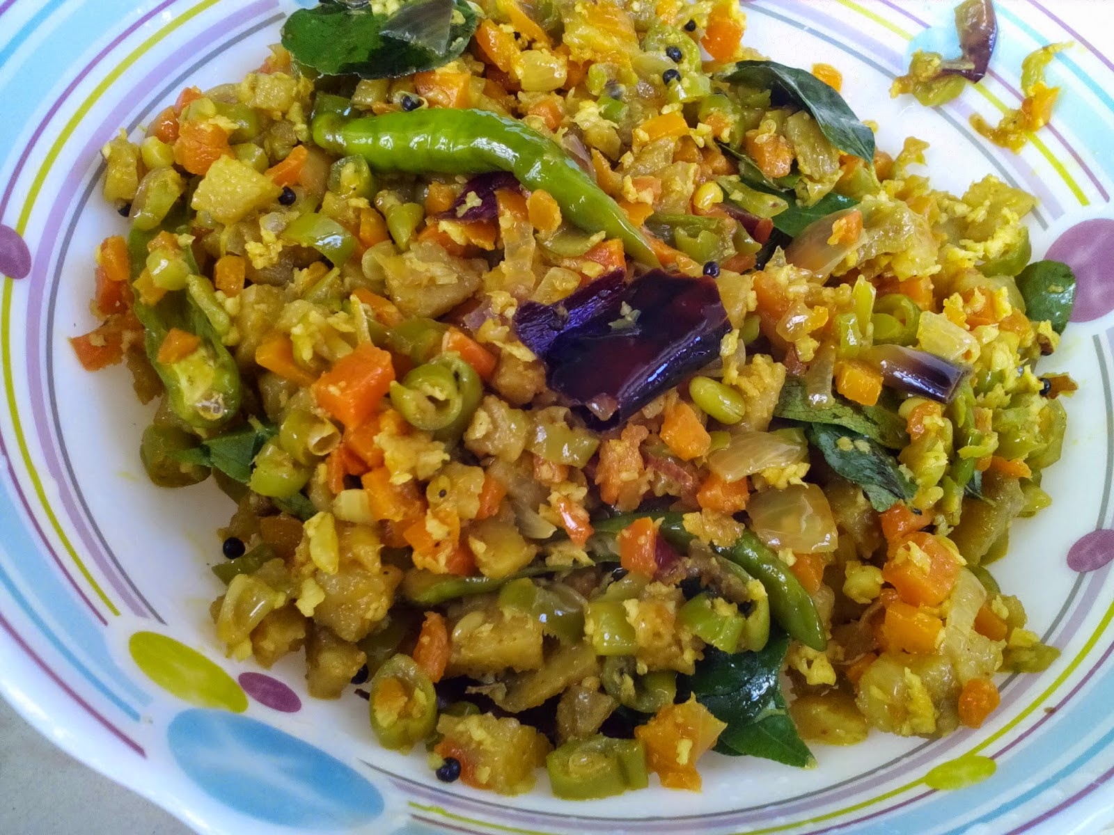Mix Vegetable Thoran (Mix vegetables stir fried with grated coconut ...