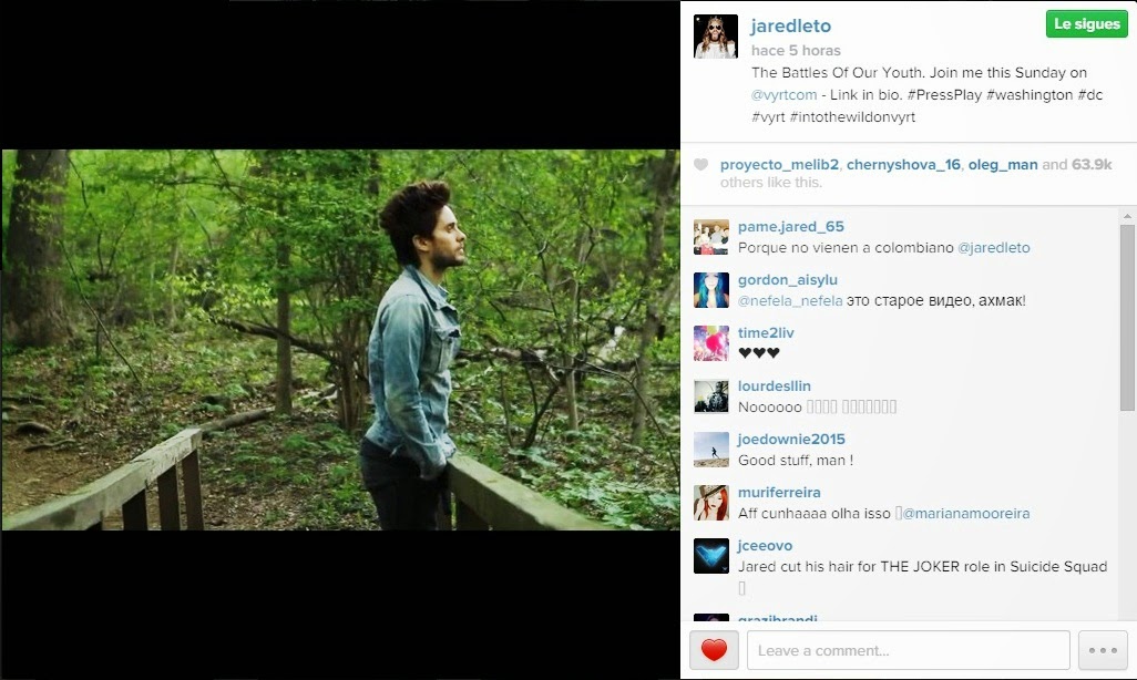 Jared Leto Latin American Fans: Instagram Jared Leto 270215