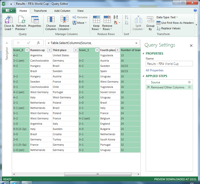 Microsoft Power Query para Excel: Editor de Consultas I