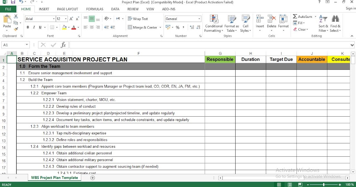 Project Plan Excel Template ENGINEERING MANAGEMENT