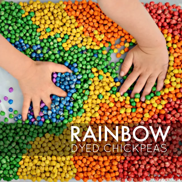 Rainbow Chickpeas {How to Dye Dried Chickpeas for Sensory Play} | And ...