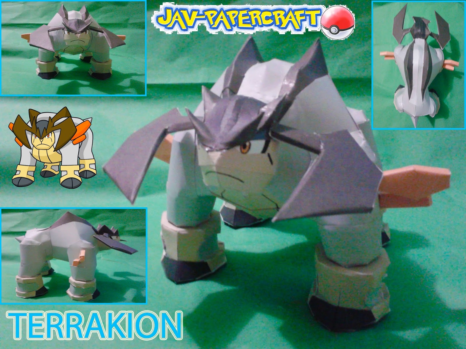 Pokemon Terrakion Paper Model ~ Paperkraft.net - Free Papercraft, Paper ...