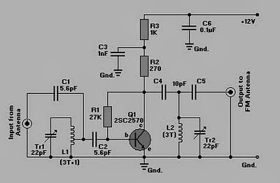 Rangkaian Penguat Sinyal Radio FM | Koleksi Skema Rangkaian Elektronika