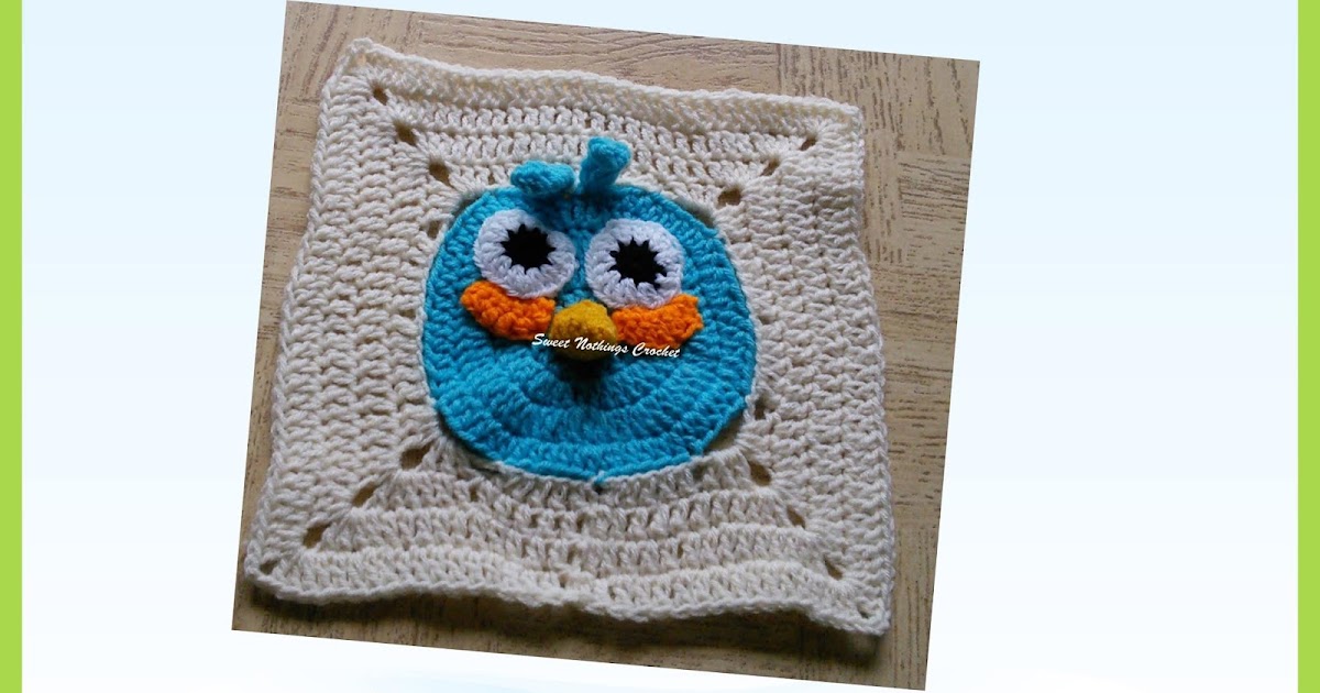 Sweet Nothings Crochet: BLUE ANGRY BIRD GRANNY SQUARE - IN THE ROUND 13