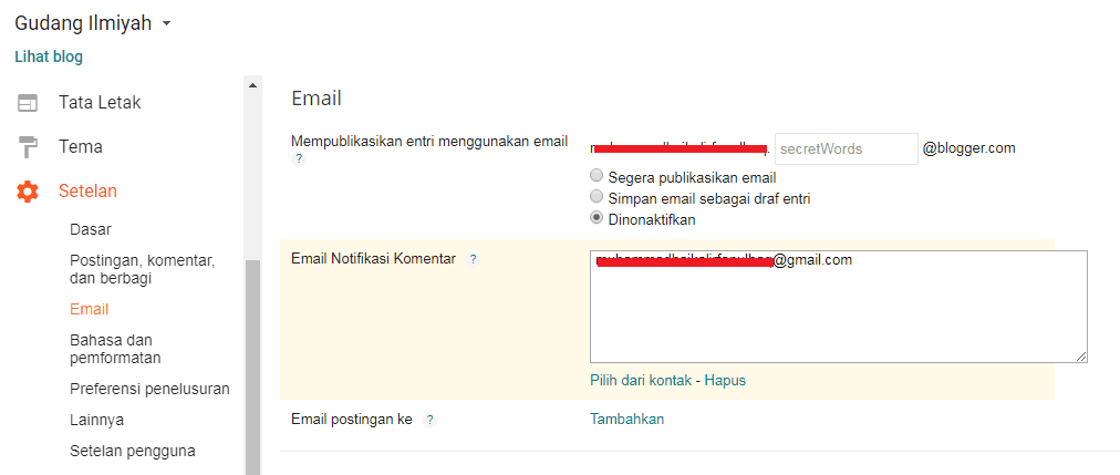 Mengenal Submenu Pada Menu Setelan Blog - Kang Syahri