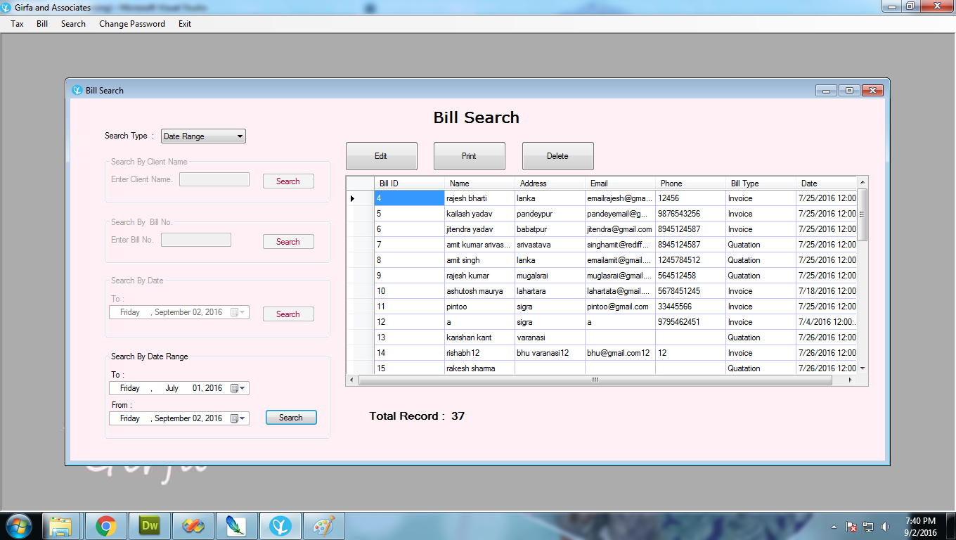 Girfa : Student Help: Billing Project VB.Net