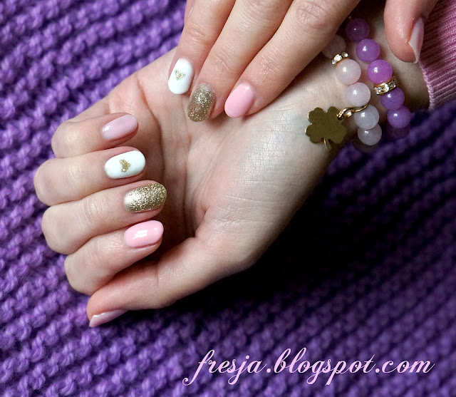 Fresja: Pomysł na manicure hybrydowy w pastelowych odcieniach.