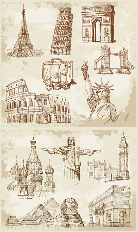 Quality Graphic Resources: Hand Drawn Images of Famous Landmarks