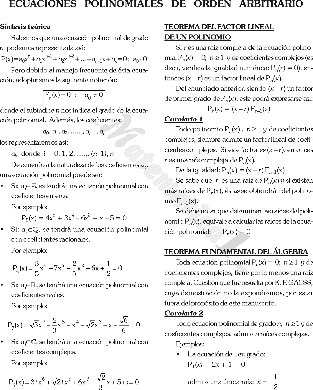 ECUACIONES POLINOMIALES EJERCICIOS RESUELTOS PDF