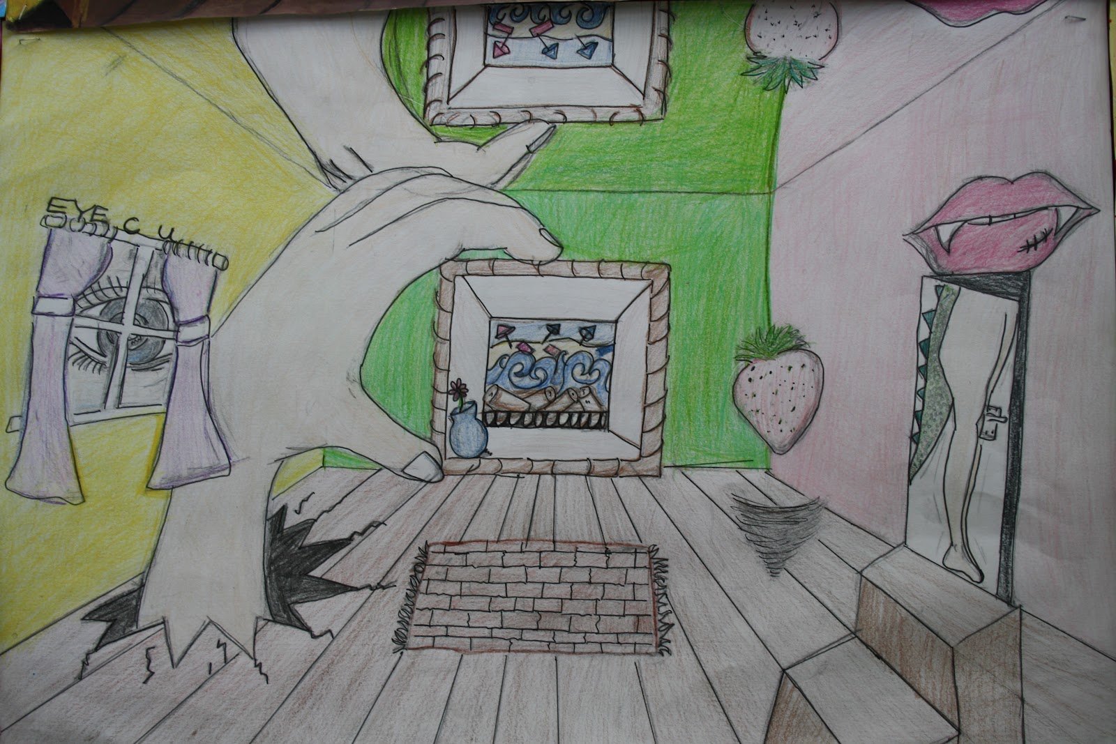 Art - Year 9 Blog: One point perspective drawing combined with Surrealism.