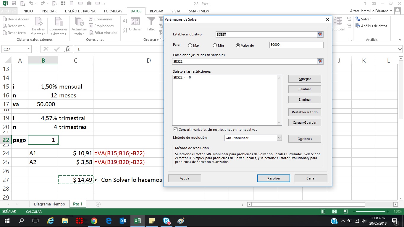 Finanzas, excel, vba, sql y algo más...: Matemática Financiera: Análisis Prestamo. Problema 2.3 ...