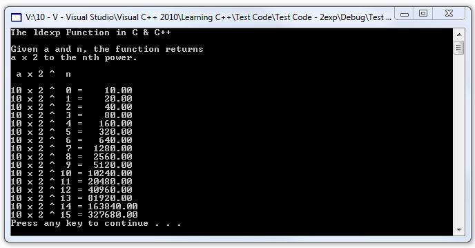Lessons In Coding: The ldexp Function in C & C++