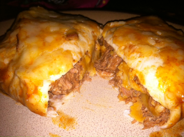 Super Easy Shredded Beef Wet Burritos