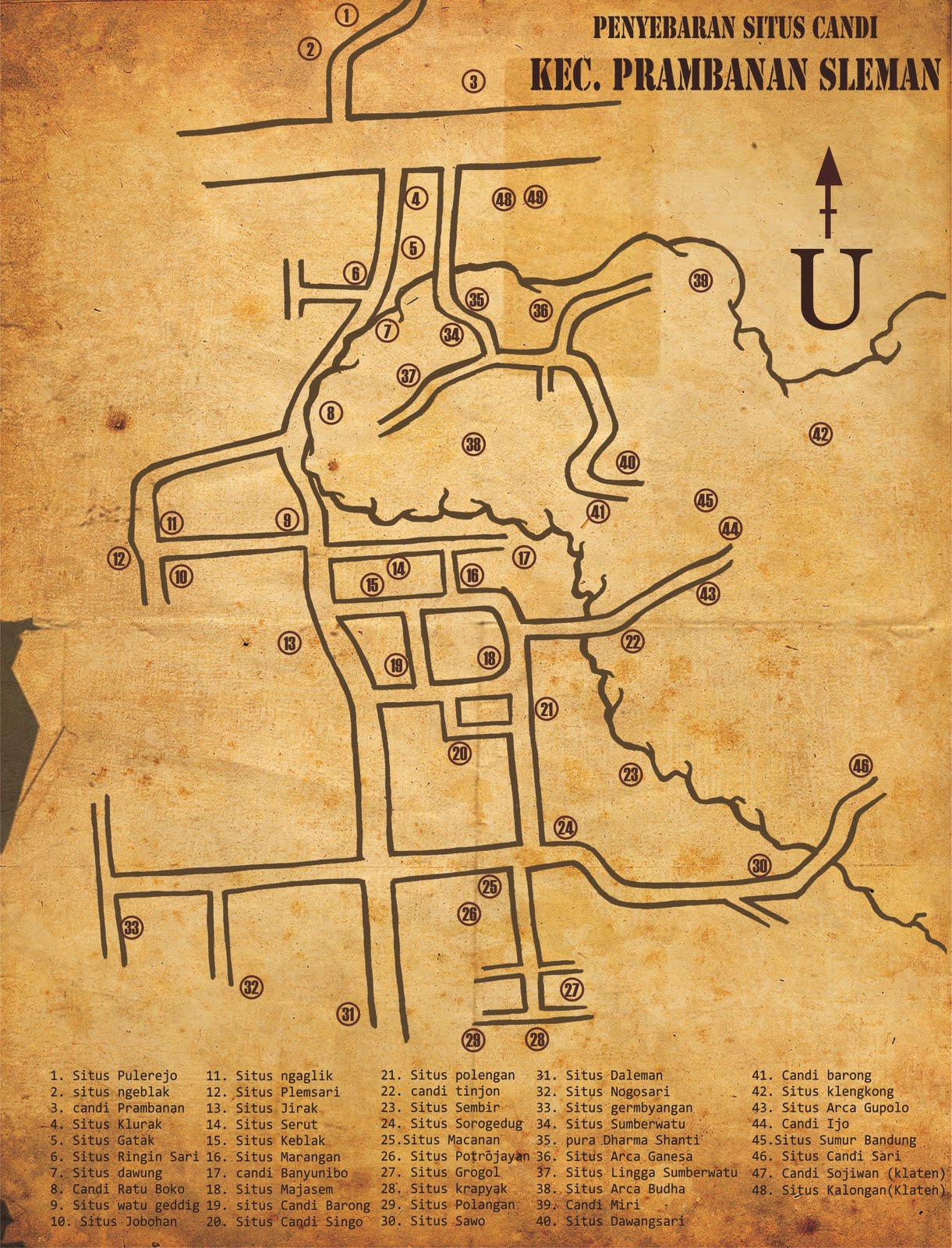 peta penyebaran candi di kec. prambanan sleman - nyariwatu