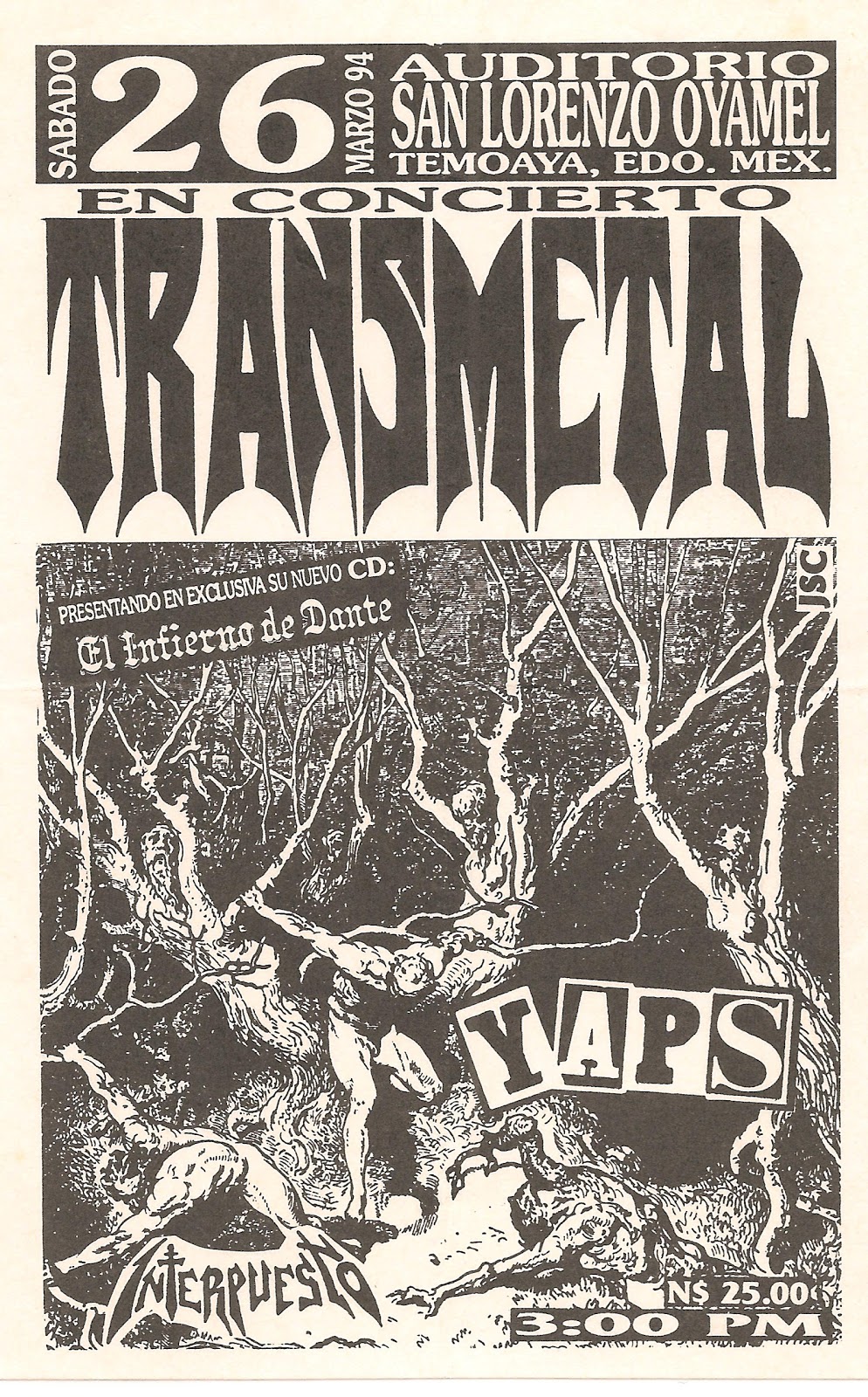 PROPAGANDAS conciertos en mexico: TRANSMETAL 26 marzo 1994